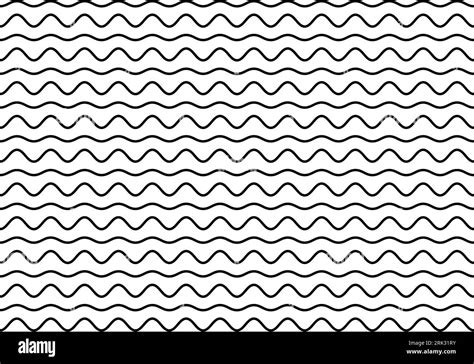 Wave Line Seamless Pattern Wavy Thin Stripes Pattern Black Horizontal Water Curve Lines