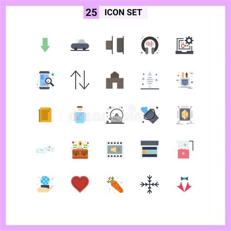 Editable Vector Line Pack Of 25 Simple Flat Colors Of Development Coding Right Code Support