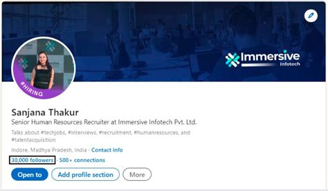 celebrating 30k followers on linkedin sanjana thakur posted on the