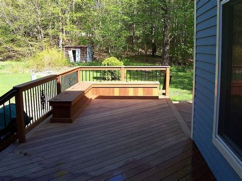 Wood Deck Bench Storage Seating With Deckorators Classic Balusters Wood Deck Wood Deck