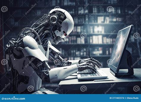 Ai Generative Robot Working On Laptop Stock Illustration Illustration Of Datum Hand 277482374