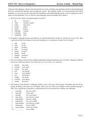 Exploring Morphology In Various Languages Course Hero