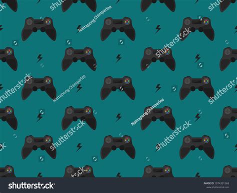 Seamless Pattern Game Controller Lightning On Stock Vector Royalty