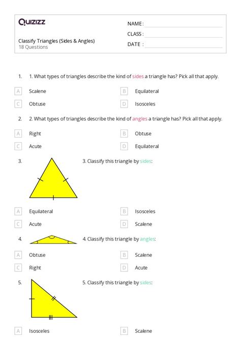 50 Triangles Worksheets For 3rd Class On Quizizz Free And Printable
