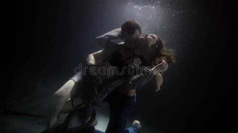 Foreplay Underwater Man Is Hugging His Girlfriend Dressed Erotic