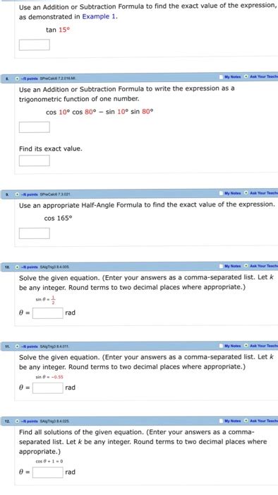 solved use an addition or subtraction formula to find the