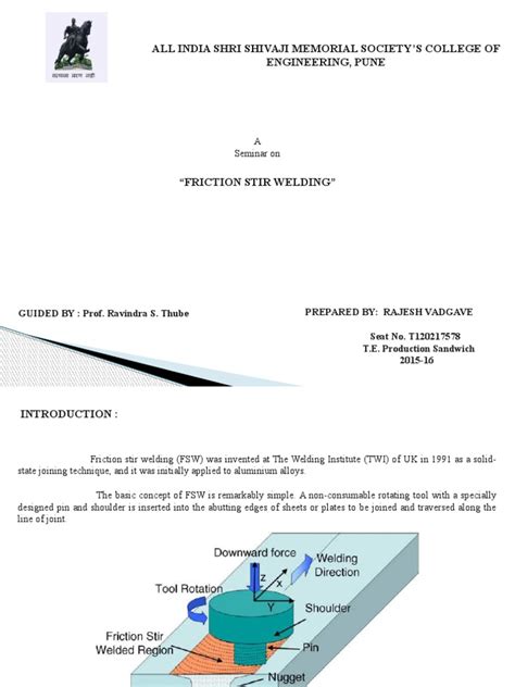 Pdf Friction Stir Welding Final Semnar Ppt Dokumen Tips