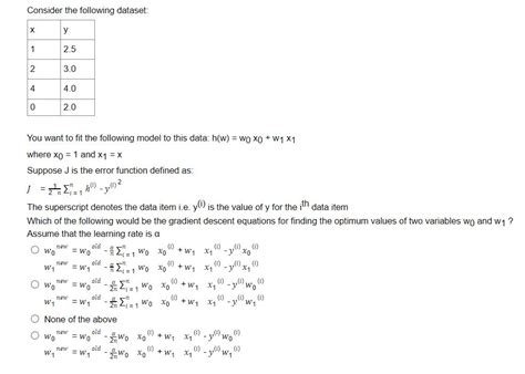 Solved Consider The Following Dataset You Want To Fit The Chegg