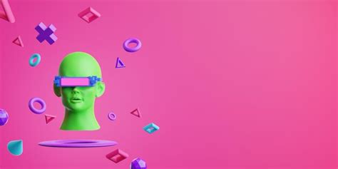 Metaverse Vr 시뮬레이션 게임 사이버 펑크 스타일 디지털 로봇 3d 그림 렌더링 가상 현실 프리미엄 사진