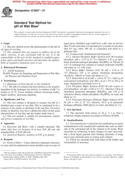 ASTM D Standard Test Method For PH Of Wet Blue