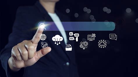 인공 지능과 미래형 디지털 기술의 개념 인공 지능 기술에 의한 데이터 검색 최적화를 위한 Ai 검색 엔진 표시줄 가상현실에 대한 스톡 사진 및 기타 이미지 Istock