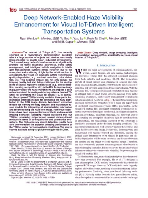 Deep Network Enabled Haze Visibility Enhancement For Visual Iot Driven Intelligent