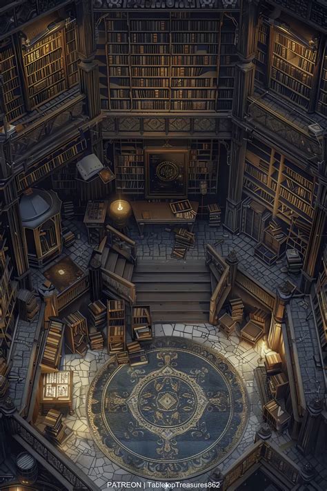 Ancient Library Battle Map For Dnd Pathfinder Dandd Battlemap Rpg Map