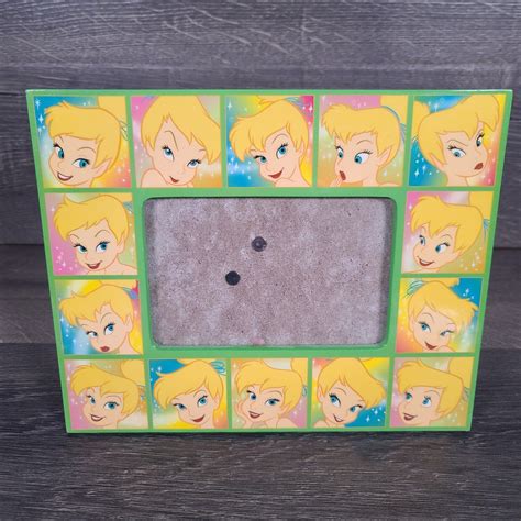 Disney Store Tinkerbell Expressions Faces Picture Frame Green Holds 4x6 Photo Ebay