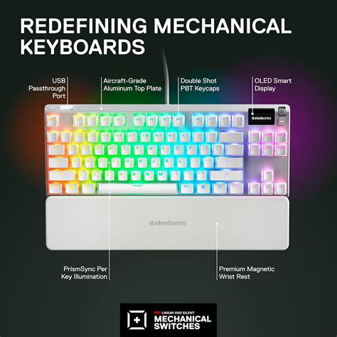 Teclado Gamer Steelseries Apex 7 Tkl Ghost Iluminación Rgb Pantalla Inteligente Oled