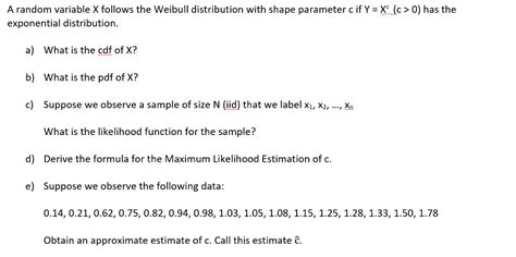 Solved A Random Variable X Follows The Weibull Distribution