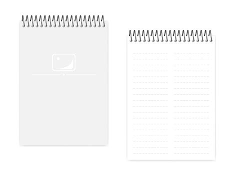Premium Vector Two Column Dashed Line Top Spiral Notebook Mockup Wire