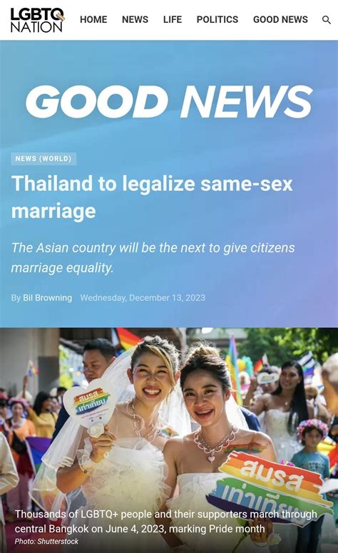 Thailand To Legalize Same Sex Marriage Making It The 3rd Nation In