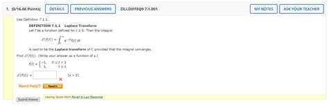 Solved Use Definition 7 1 1 Definition 7 1 1 ﻿laplace