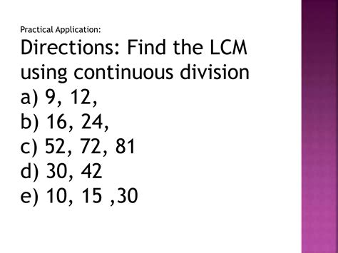 Math Week 5 Finding The Least Common Multiple In Lcm 2 4 Numbers Using Continous Division Pptx