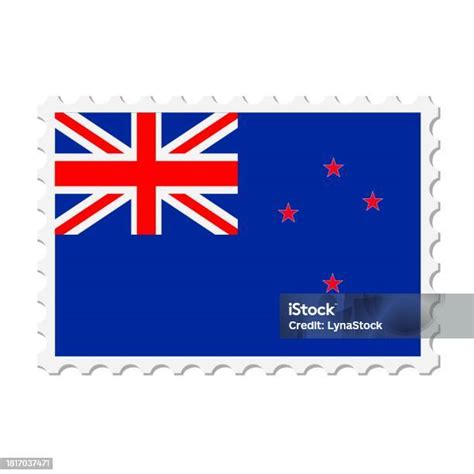 뉴질랜드 우표 흰색 배경에 고립된 뉴질랜드 국기를 가진 엽서 벡터 그림입니다 고무도장에 대한 스톡 벡터 아트 및 기타 이미지 고무도장 국기 기 Istock