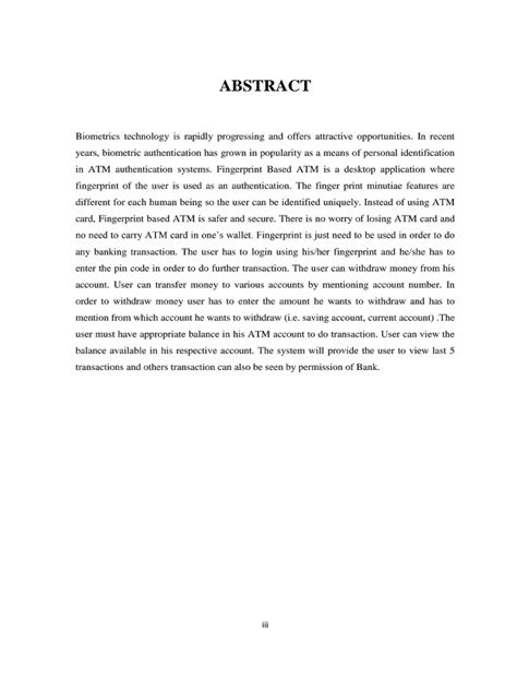 Fingerprint Based On Atm System Abstract Pdf