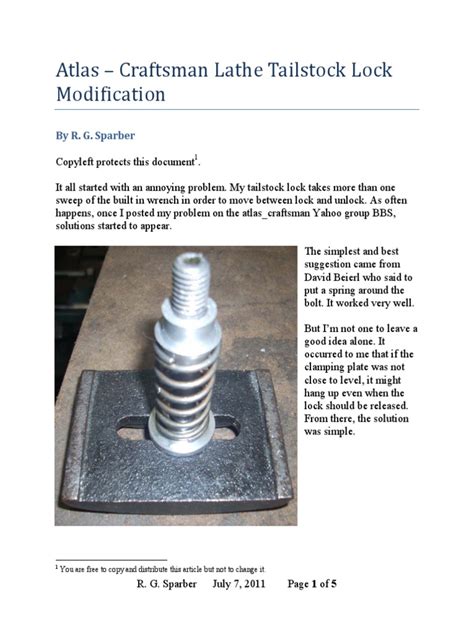 pdf atlas craftsman lathe tailstock lock modification dokumen tips