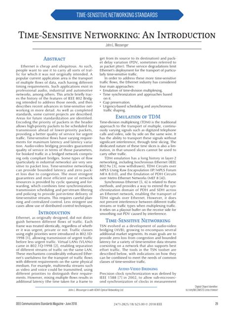 Time Sensitive Networking An Introduction Pdf Computer Network