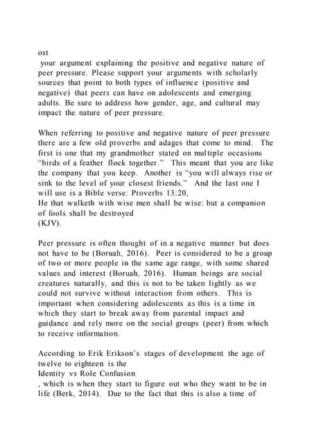 Ost Your Argument Explaining The Positive And Negative Nature Of P Pdf