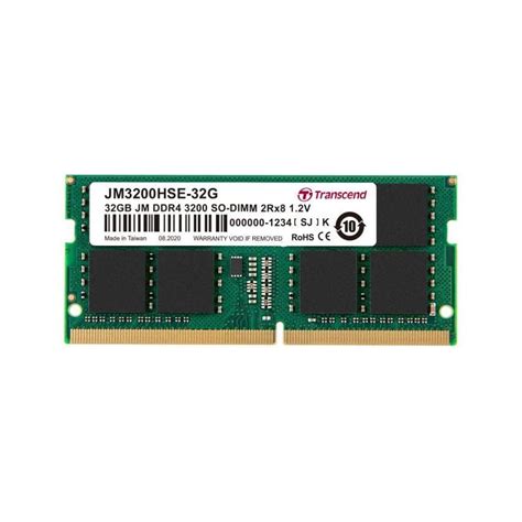 Transcend Ddr4 32gb Jetram 3200mhz Sodimm Notebook Memory Jm3200hse