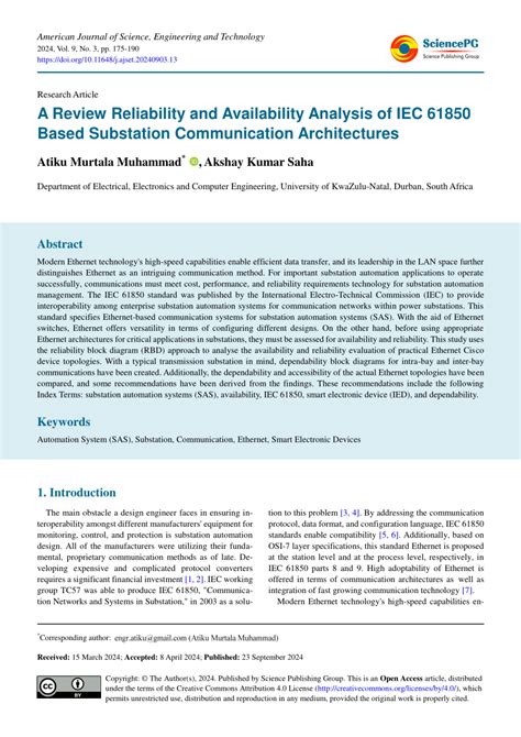 Pdf A Review Reliability And Availability Analysis Of Iec 61850 Based Substation Communication
