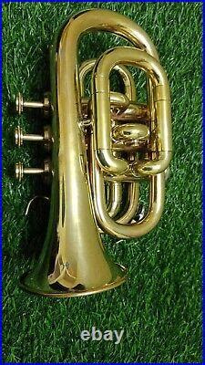 Musical Bb Pocket Trumpet Golden Brass Musical Instruments Best For Begine V Day Brass Musical