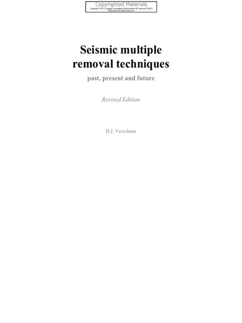 Seismic Multiple Removal Techniques Past Present And Future Pdf