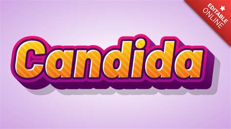 Candida Purple Yellow Cartoon Style 3d Text Effect Generator