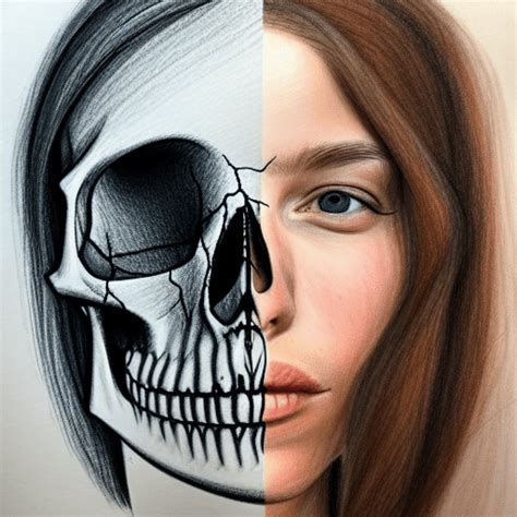 Half Skeleton Half Girl Drawing