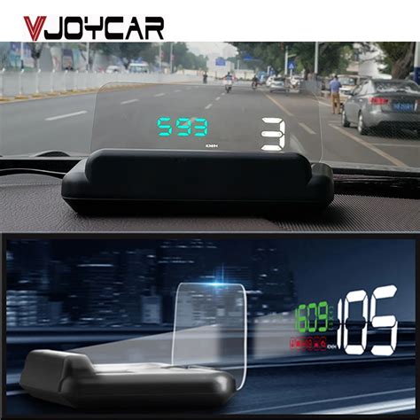 Obd2 Hud C500 온보드 컴퓨터 자동차 속도계 헤드 업 디스플레이 앞 유리 속도 프로젝터 보안 알람 수온 Rpm 전압