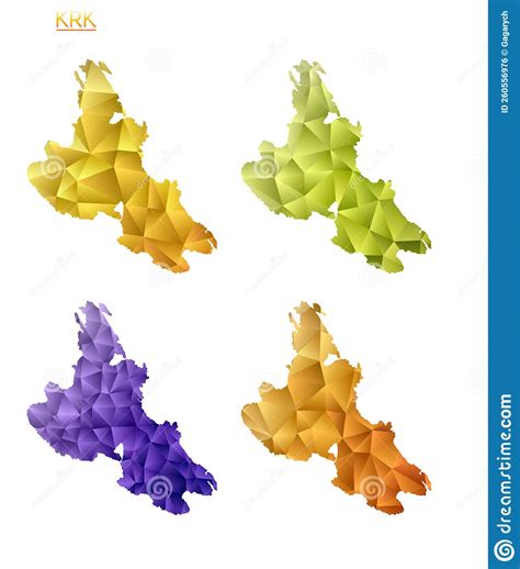 Set Of Vector Polygonal Maps Of Krk Stock Vector Illustration Of Infographic Network 260556976