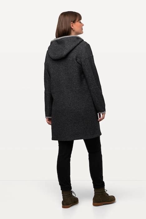 Boiled Wool Jacket Dark Gray Melange Ulla Popken