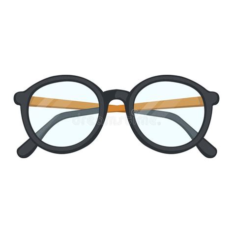 Round Black Eyeglasses With Clear Lenses And Brown Temples Vector