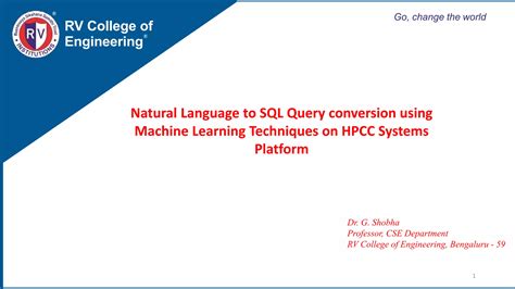 Natural Language To Sql Query Conversion Using Machine Learning Techniques On Hpcc Systems Pptx