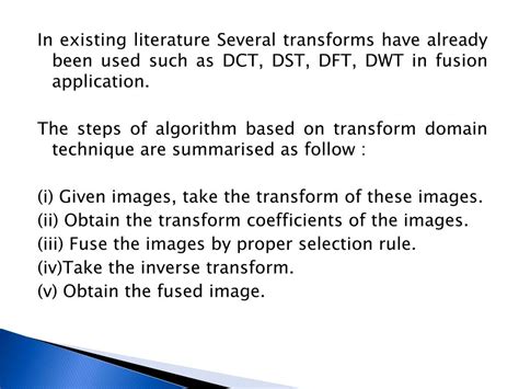 Ppt Image Fusion In Discrete Cosine Transform Domain Using Masking