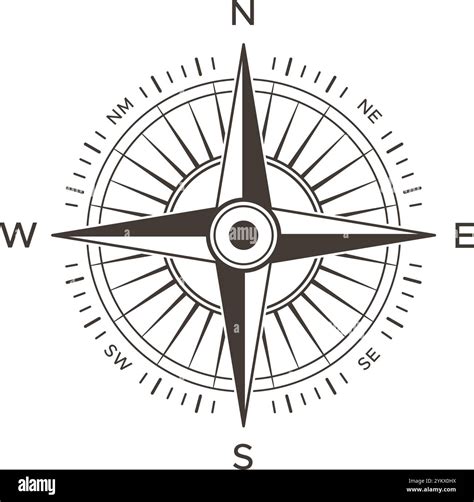 Compass Rose Pointing North With Radiating Spokes Marking Cardinal
