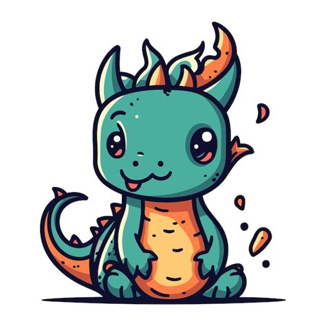 Premium Vector Cute Cartoon Dragon Vector Illustration Isolated On