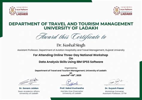 Spss Dataanalysis Tourismresearch Universityofladakh Gujaratuniversity Academicexcellence