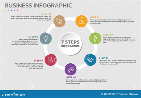 Visual Data Presentation Cycle Diagram With 7 Options Stock Vector Illustration Of Management
