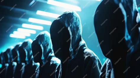 Premium Ai Image Generative Ai Illustration Of A Group Of Anonymous Hackers Or Stalkers