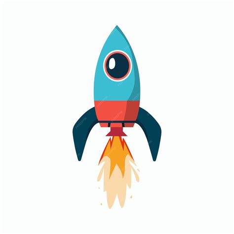 간단한 복고풍 우주선 아이콘 만화 로켓 우주선 이륙 프리미엄 벡터
