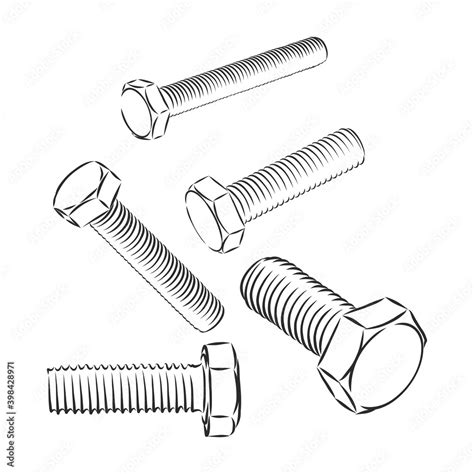 Bolt Icon Vector Illustration Of A Screw Hand Drawn Bolt Screw Tool