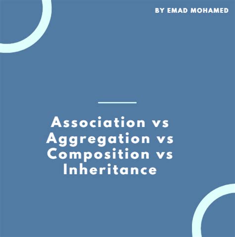 Association Vs Aggregation Vs Composition Vs Inheritance By Emad Mohamed Medium