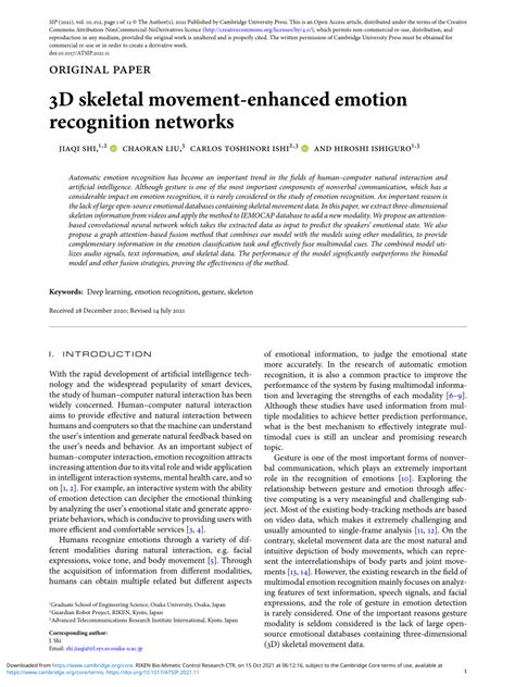 Pdf 3d Skeletal Movement Enhanced Emotion Recognition Networks